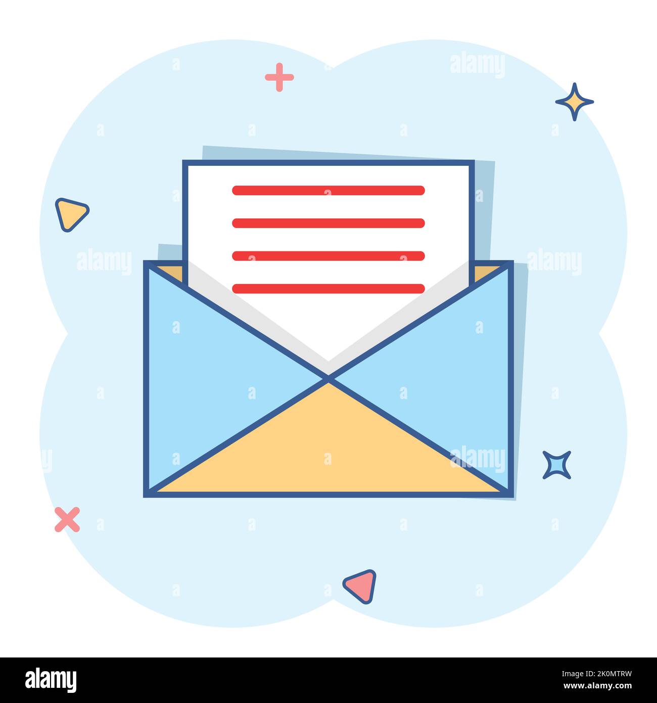 Mail envelope icon in comic style. Email message vector cartoon ...