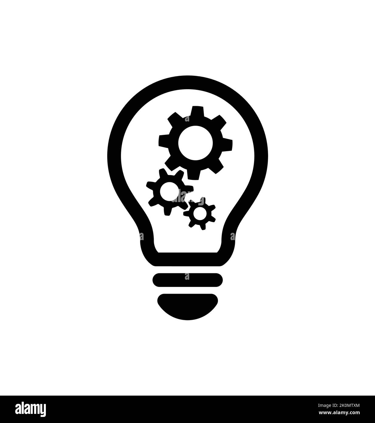 light bulb globe with cluster of 3 gears simple linework concept logo ...