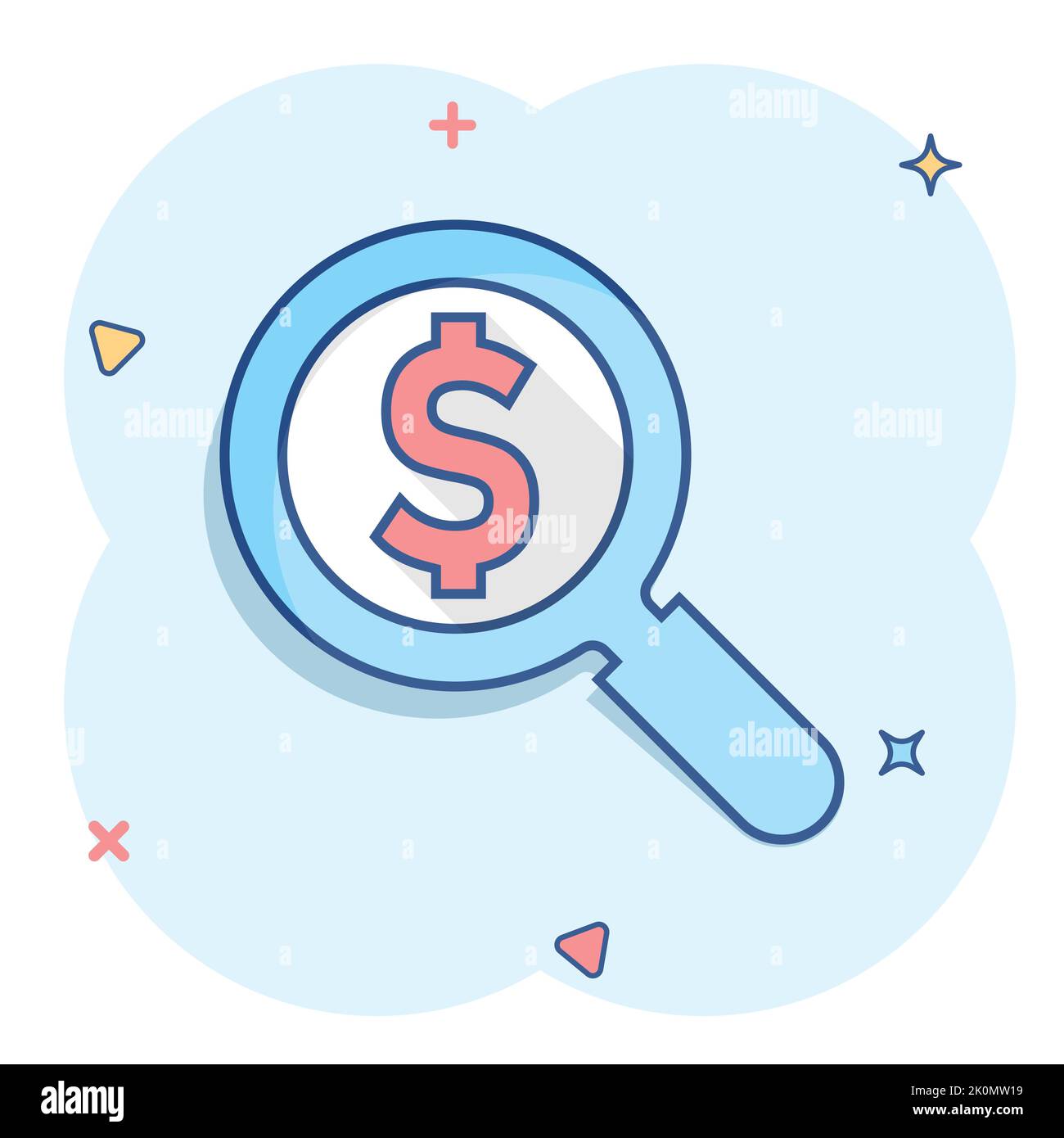 Magnify glass with dollar sign icon in comic style. Loupe, money vector ...