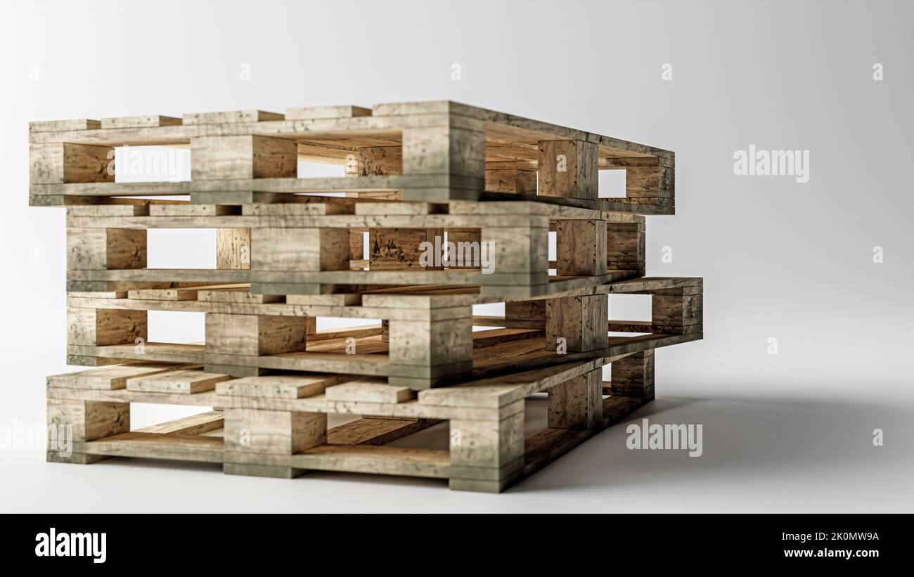 pallets isolated on white background 3d illustration Stock Photo - Alamy