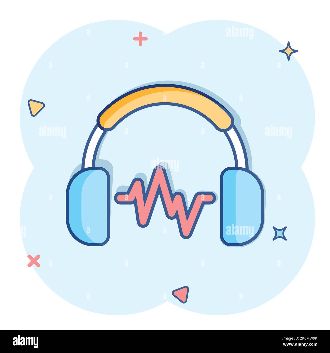 Headphone headset icon in comic style. Headphones vector cartoon ...