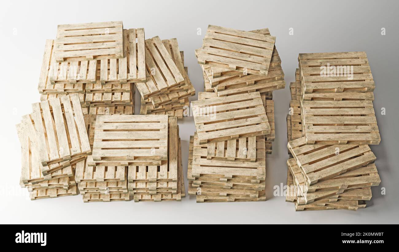 pallets isolated on white background 3d illustration Stock Photo - Alamy