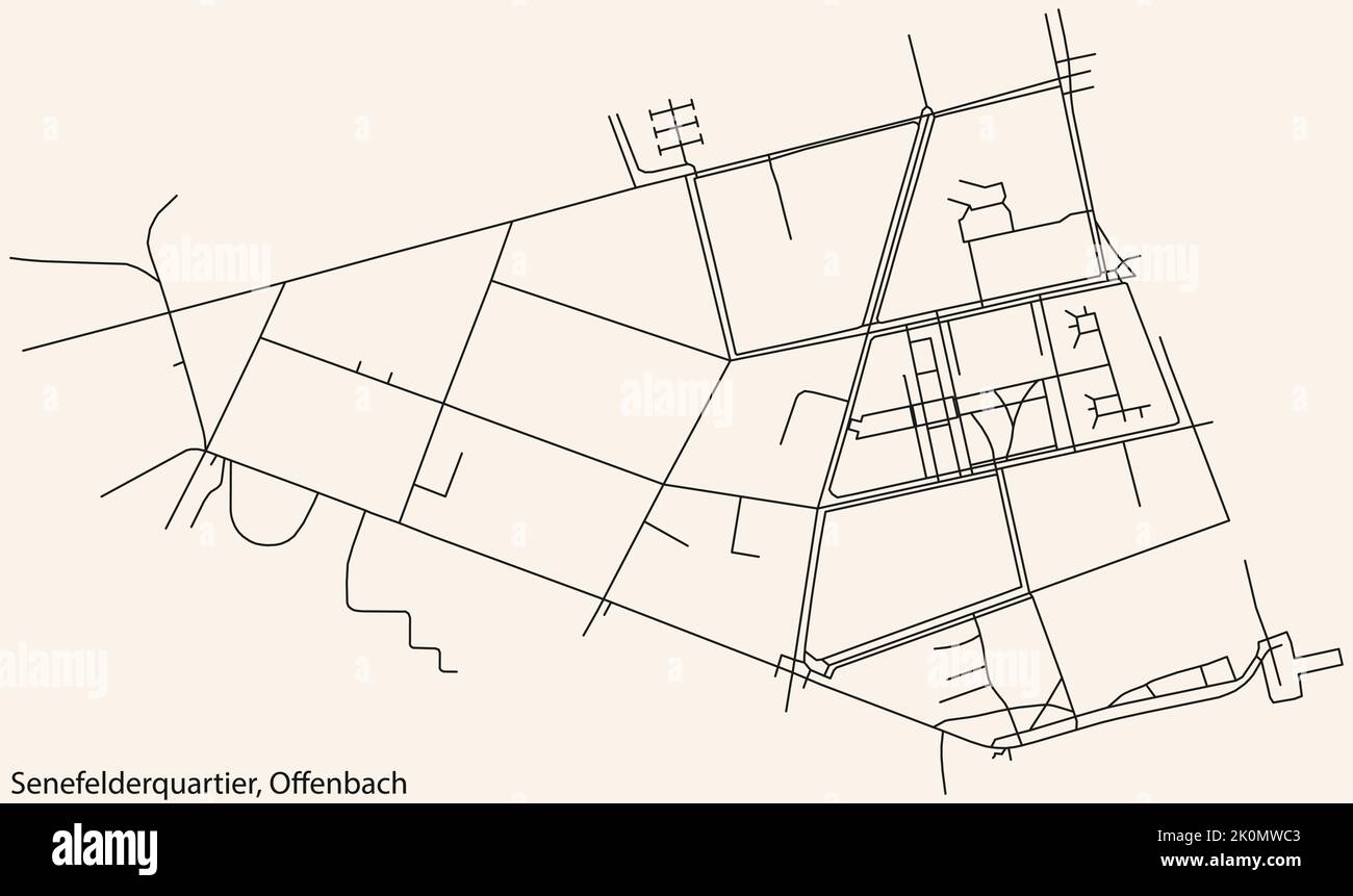 Street roads map of the SENEFELDERQUARTIER DISTRICT, OFFENBACH AM MAIN ...