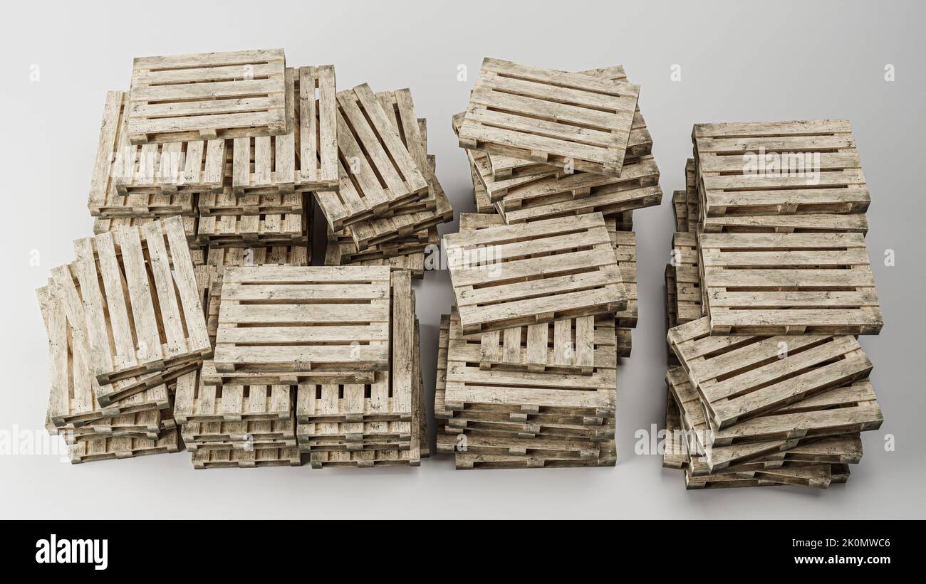 pallets isolated on white background 3d illustration Stock Photo - Alamy