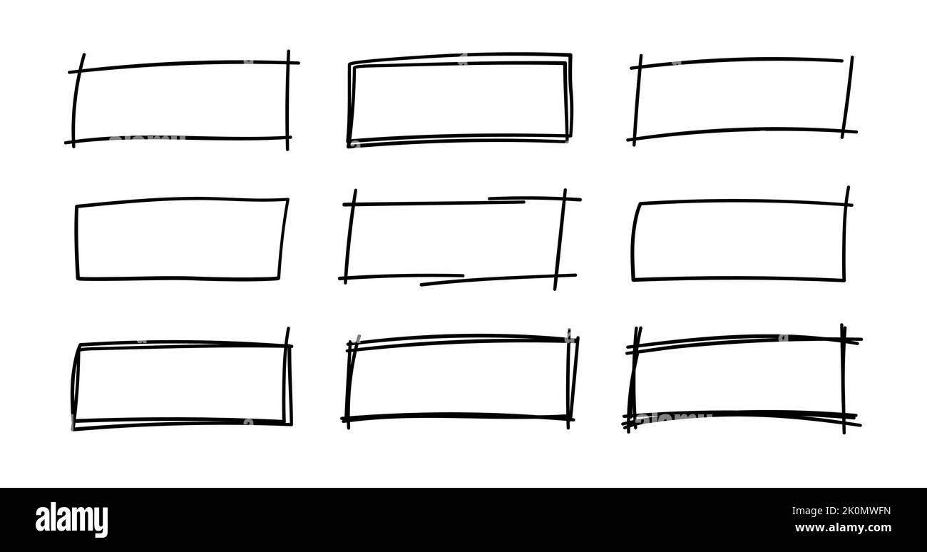 Hand drawn rectangle frames. Grungy scribble rectangle frames. Doodle ...