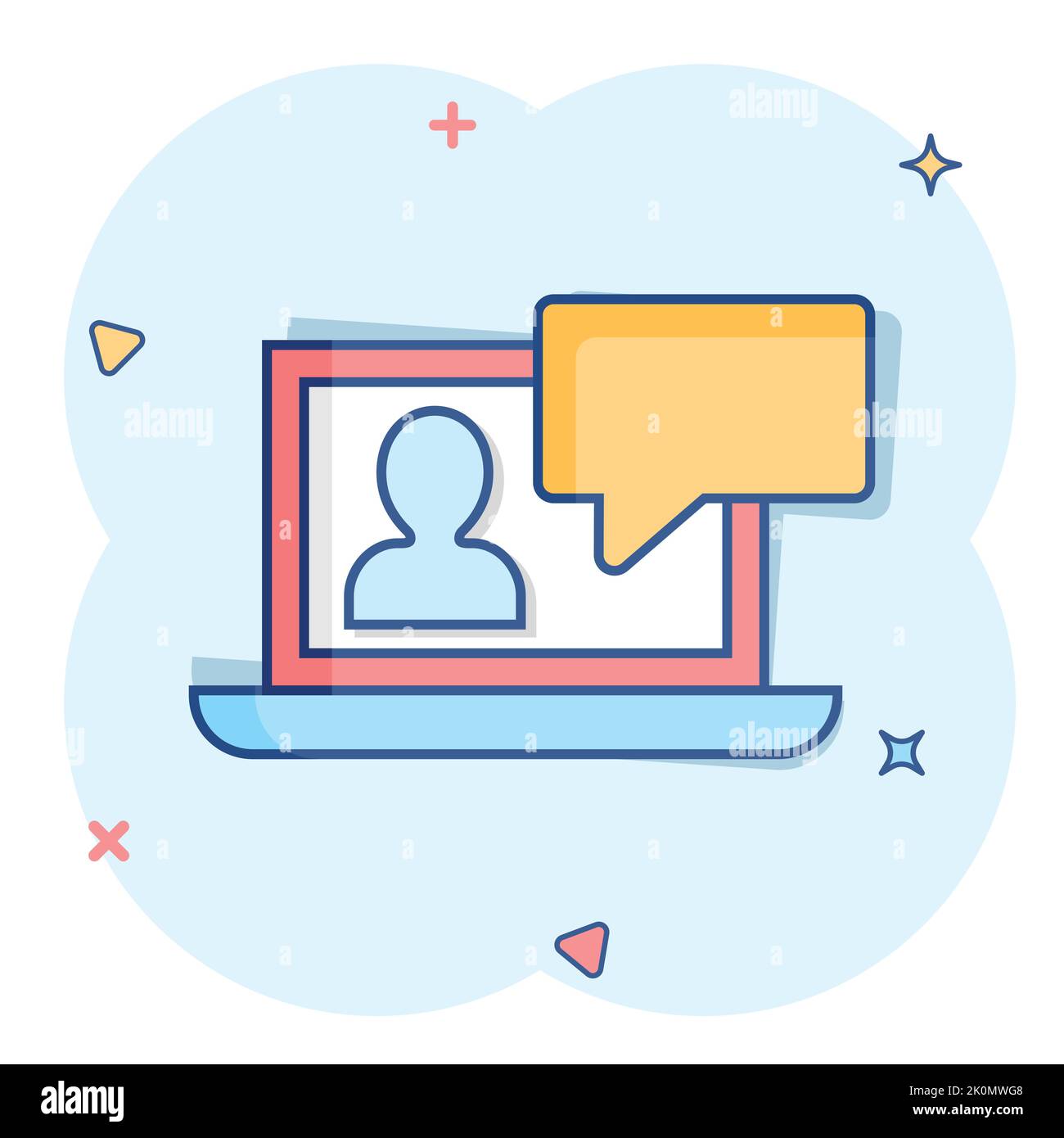 Online training process icon in comic style. Webinar seminar vector ...