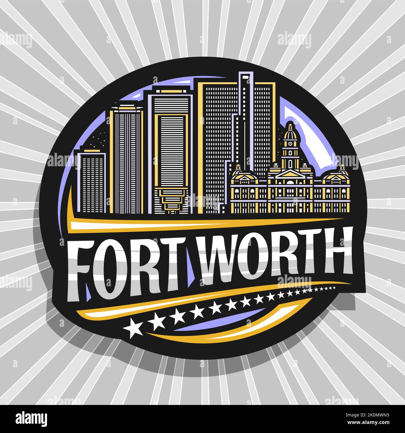 Vector logo for Fort Worth, black decorative label with line ...