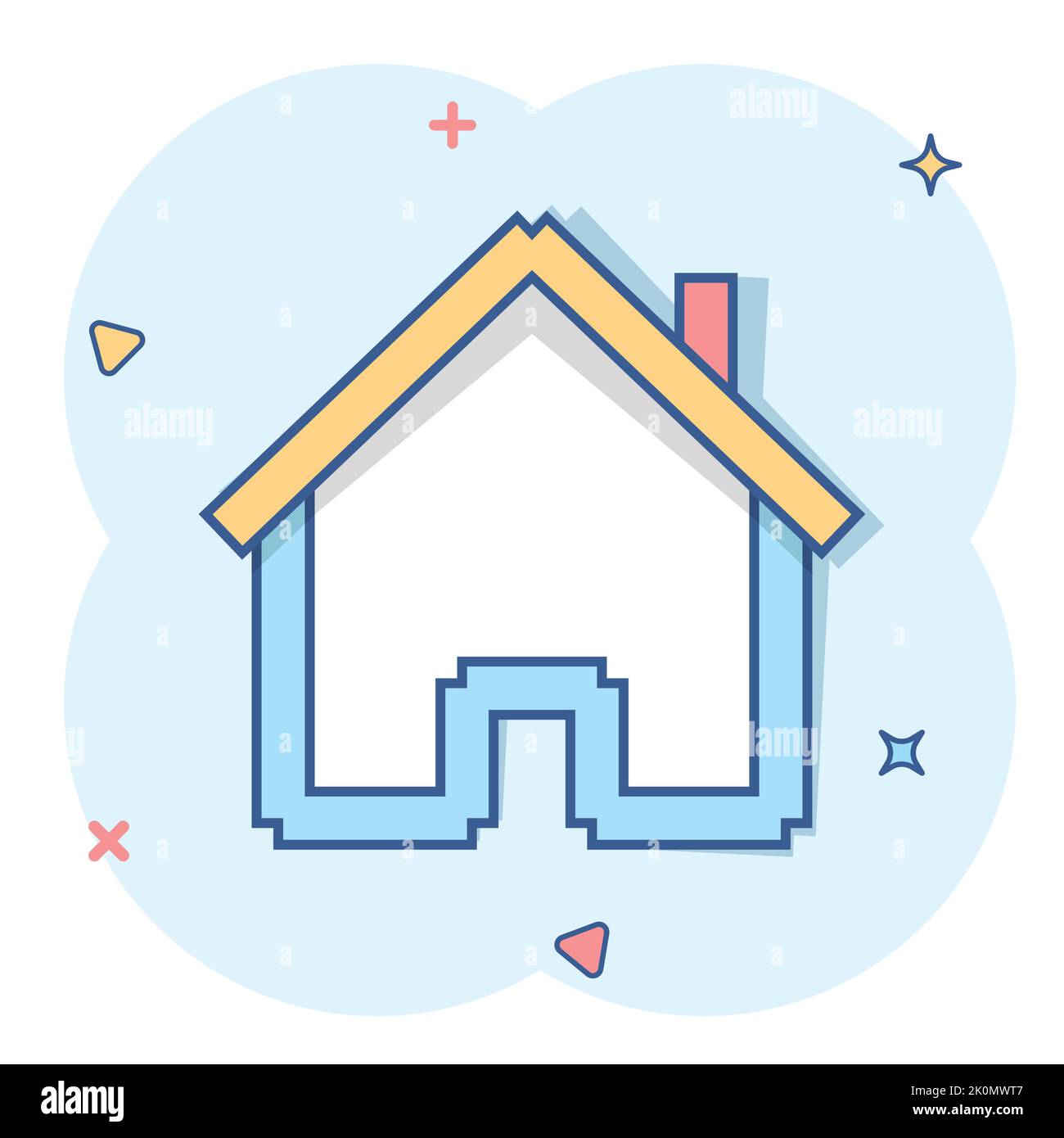 House building icon in comic style. Home apartment vector cartoon ...