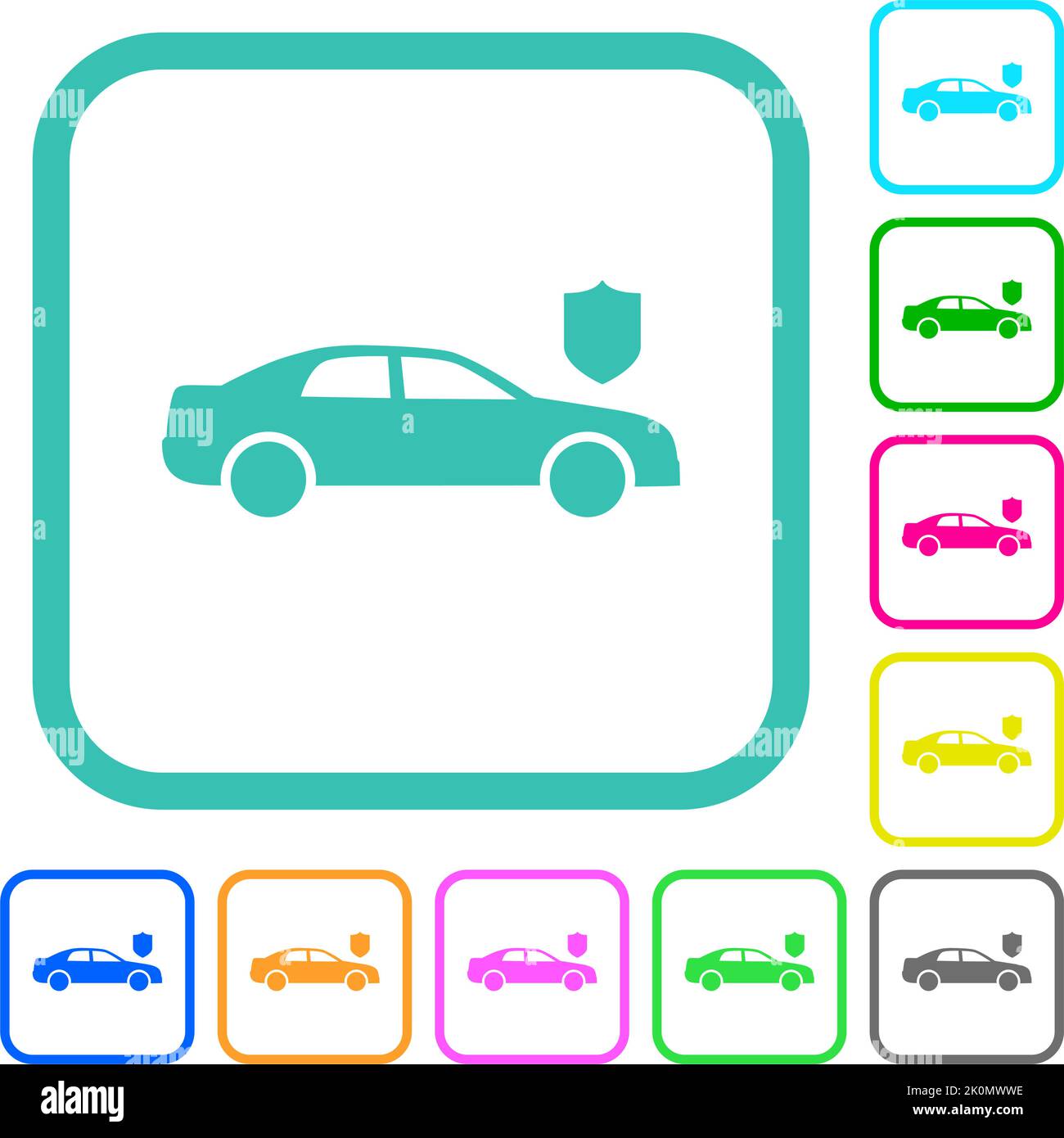 Car security solid vivid colored flat icons in curved borders on white ...