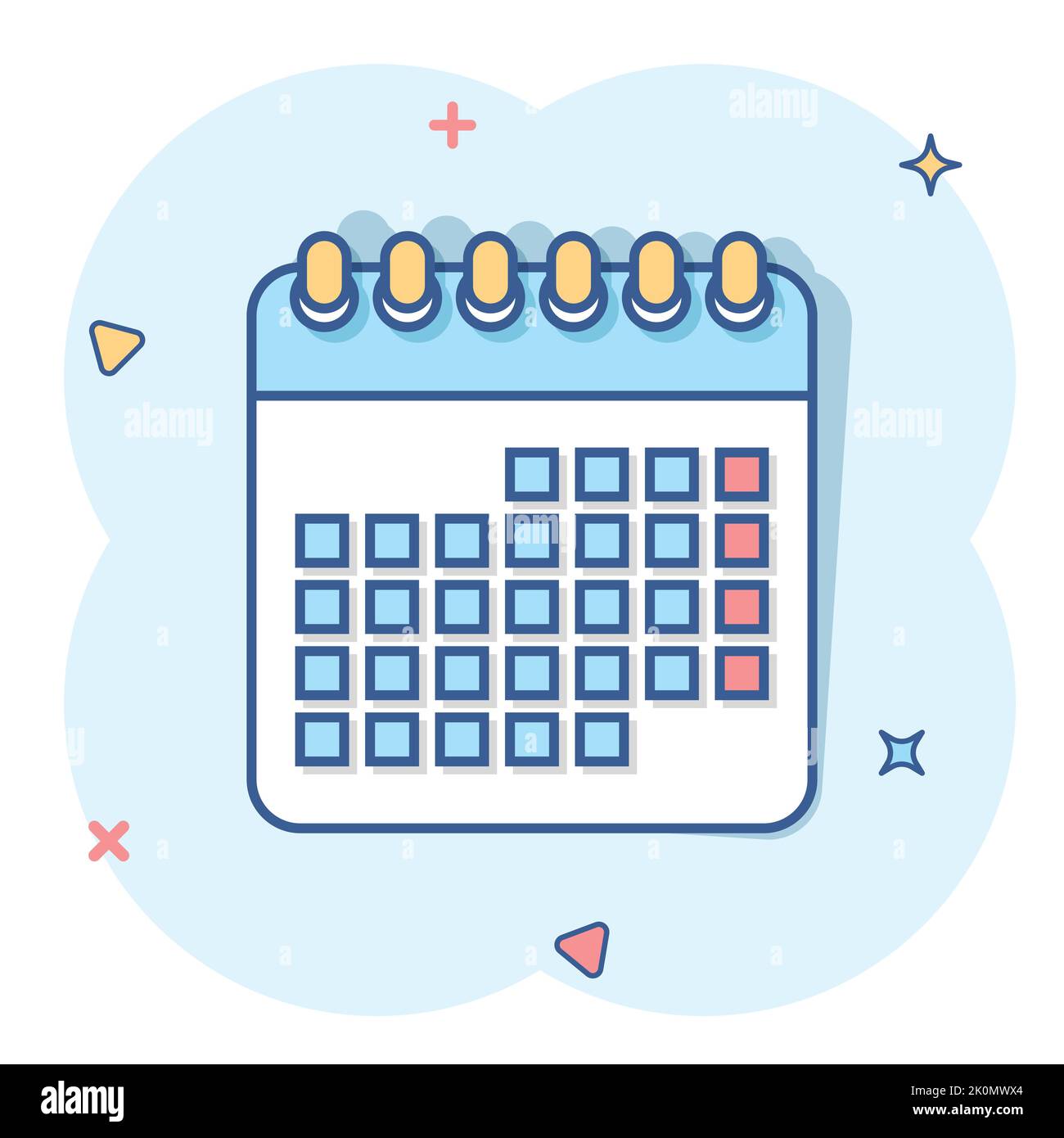 Calendar agenda icon in comic style. Planner vector cartoon ...