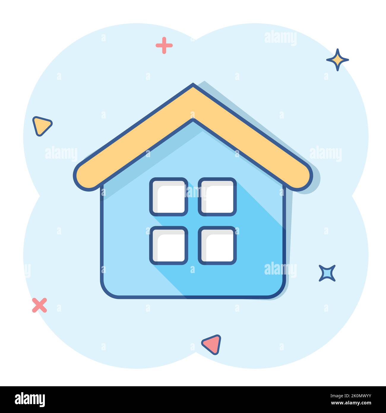 House building icon in comic style. Home apartment vector cartoon ...