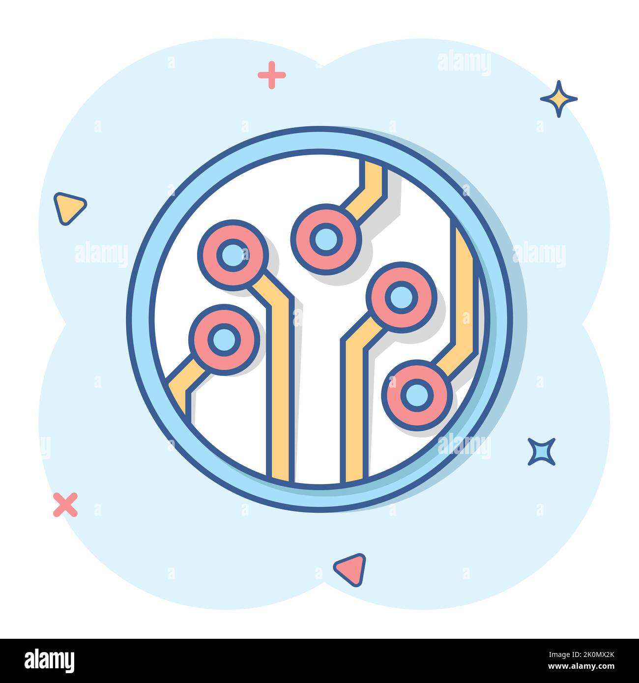 Circuit board icon in comic style. Technology microchip vector cartoon ...