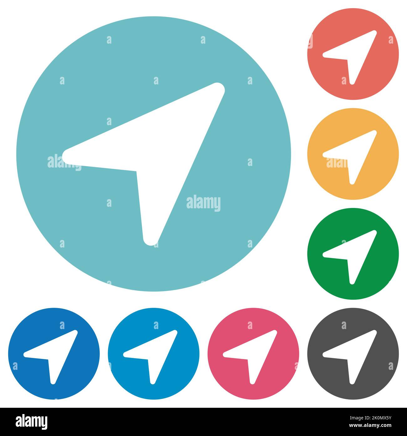 Direction arrow solid flat white icons on round color backgrounds Stock ...