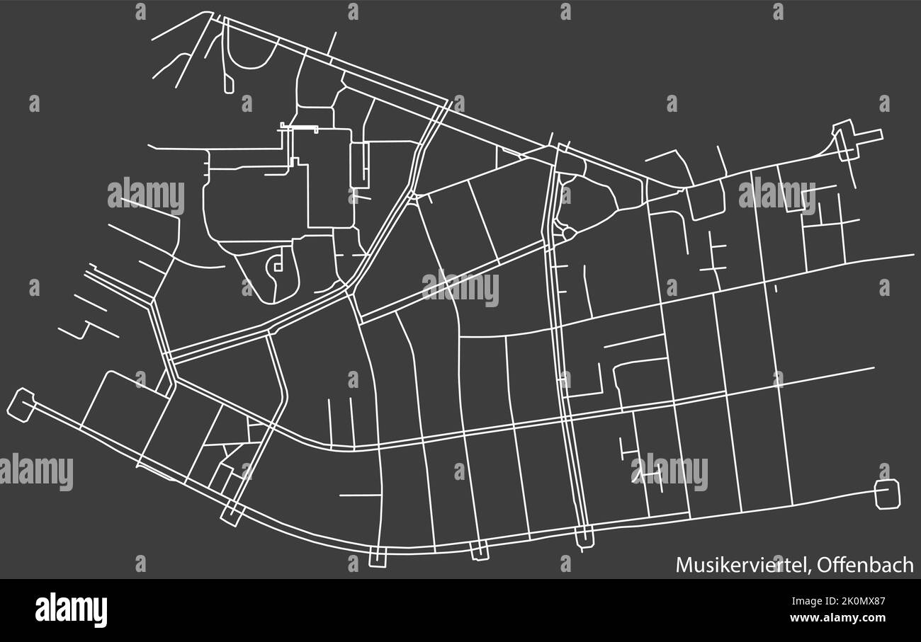 Street roads map of the MUSIKERVIERTEL DISTRICT, OFFENBACH AM MAIN ...