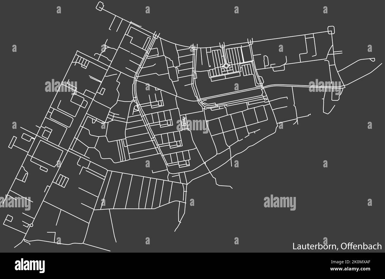 Street roads map of the LAUTERBORN DISTRICT, OFFENBACH AM MAIN Stock ...