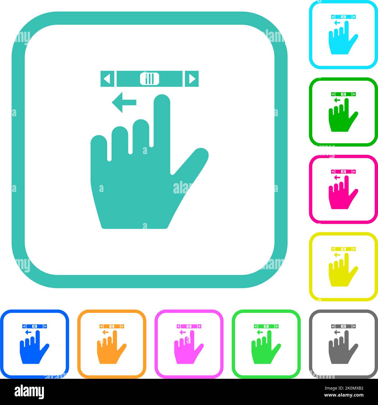 Left handed scroll left gesture vivid colored flat icons in curved ...