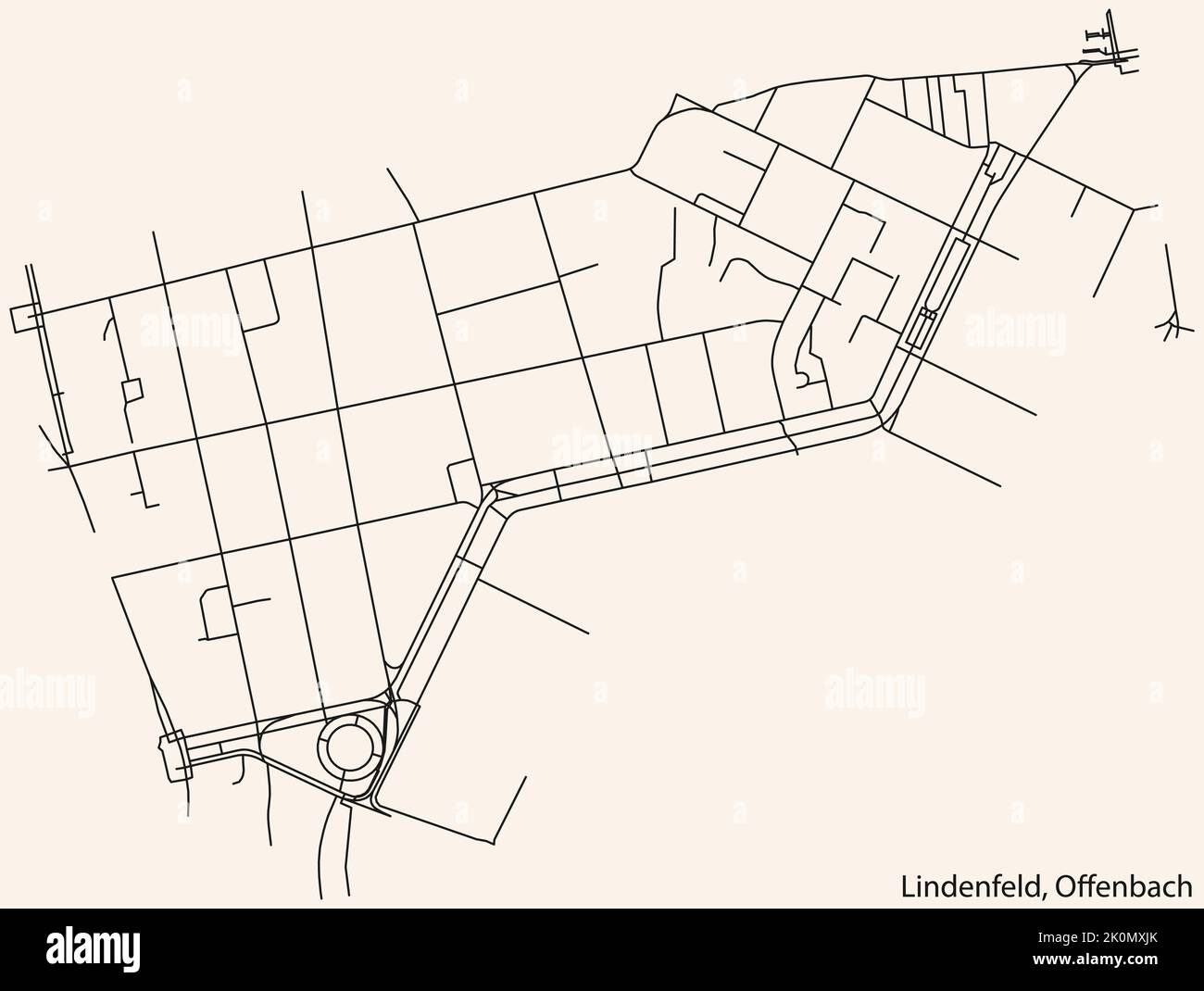 Street roads map of the LINDENFELD DISTRICT, OFFENBACH AM MAIN Stock ...
