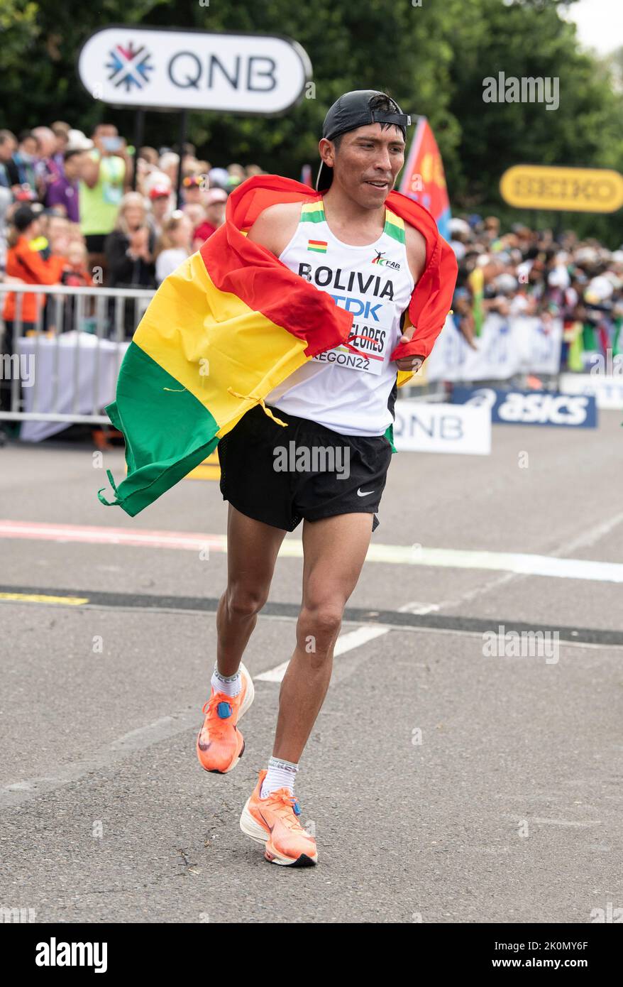 Hector Garibay Flores of Bolivia competing in the men’s marathon at the ...