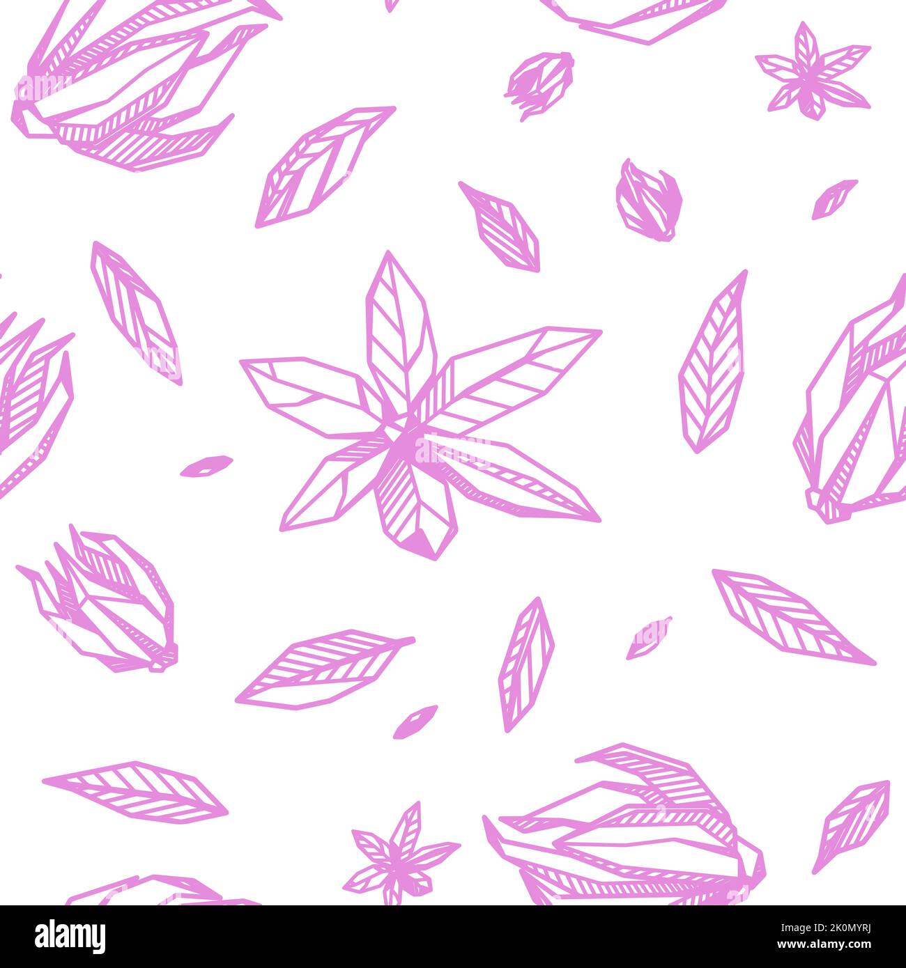 Pink large Seamless pattern with Outlined hand drawind geometrical ...