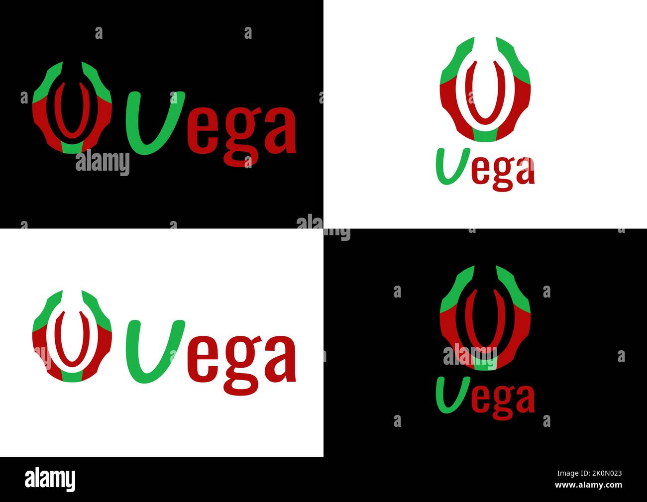 Horseshoe logo design. Steering wheel sign. Green and red colors. Text ...