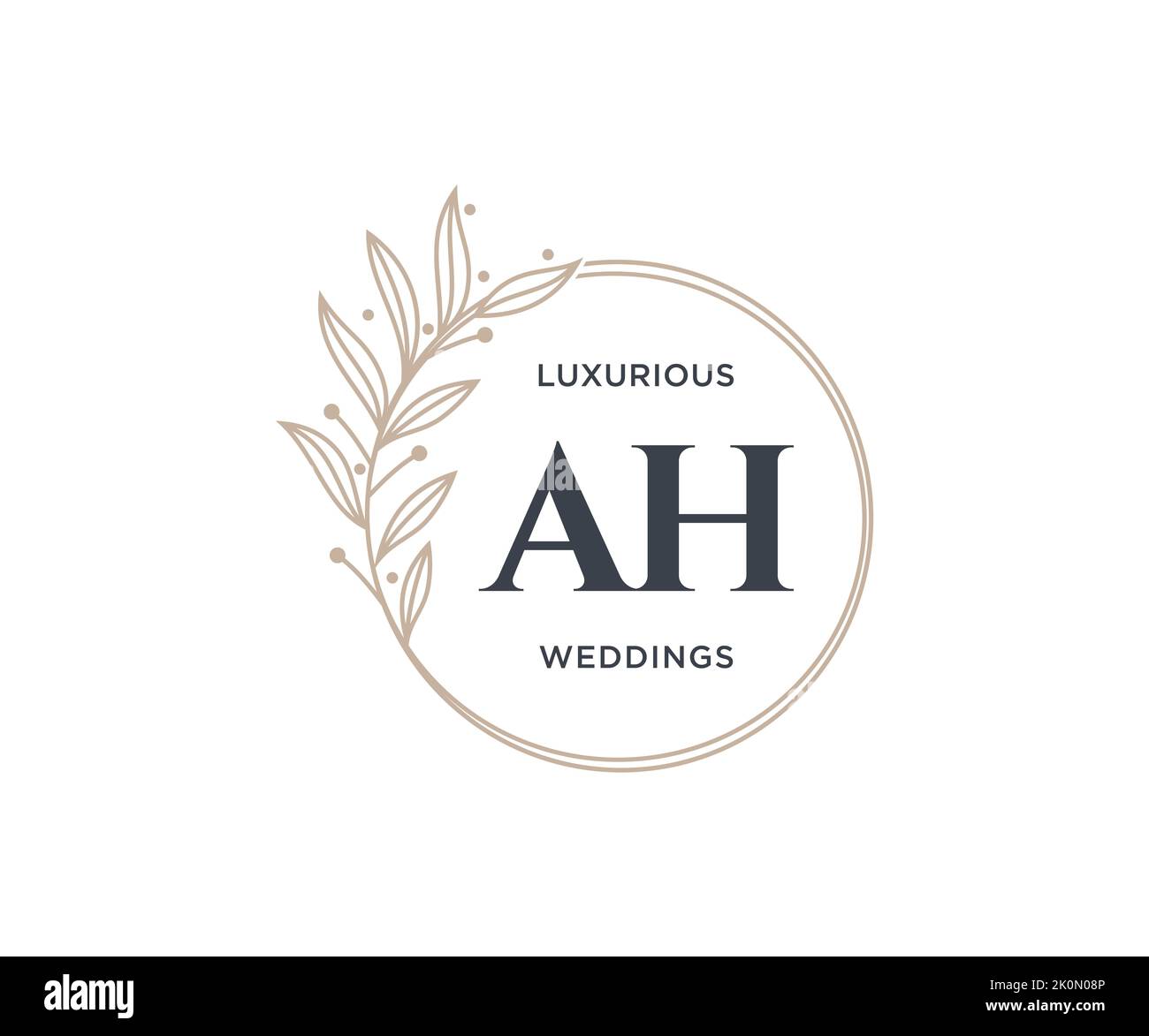 AH Initials letter Wedding monogram logos template, hand drawn modern minimalistic and floral ...