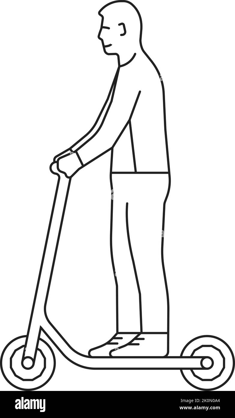 linear man rides on electric scooter Stock Vector Image & Art - Alamy