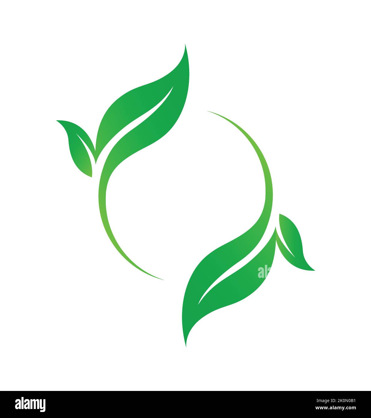 fresh lush green leaf in circle motif for organic food label vector isolated on white background ...