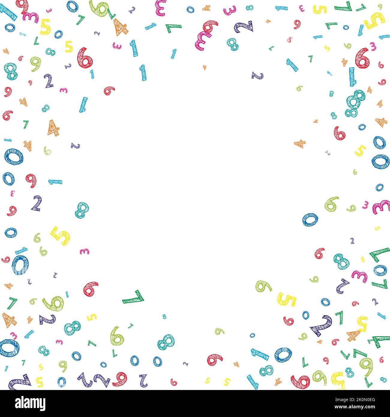 Falling colorful messy numbers. Math study concept with flying digits ...