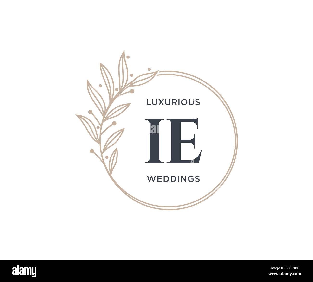 IE Initials letter Wedding monogram logos template, hand drawn modern minimalistic and floral ...