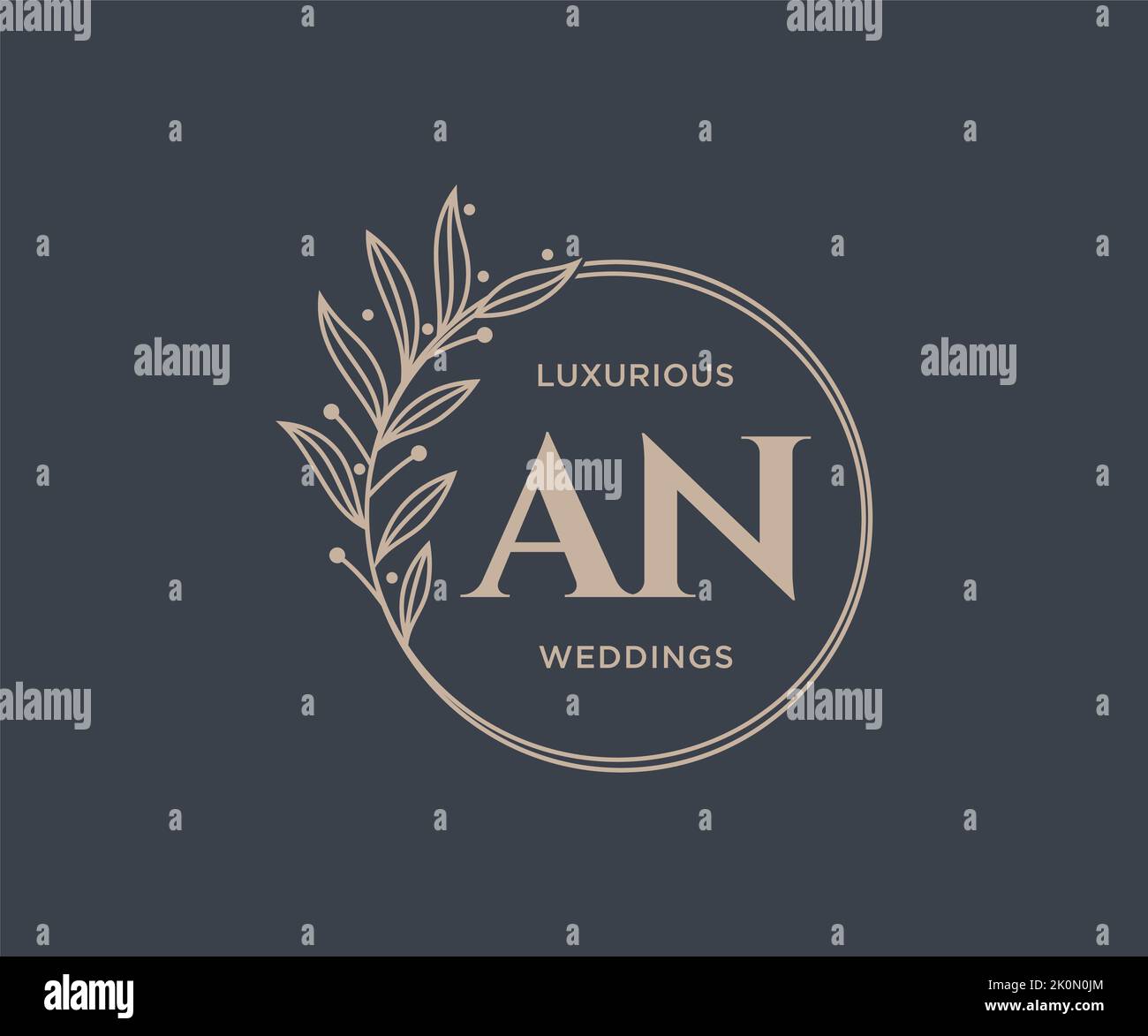 AN Initials letter Wedding monogram logos template, hand drawn modern ...