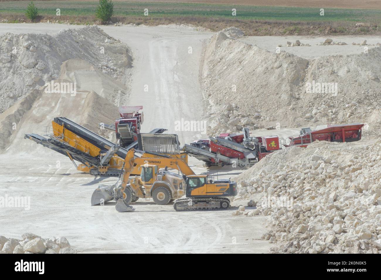 Buthiers, France. August 27. 2022. Roncevaux site. Sand and mineral ...