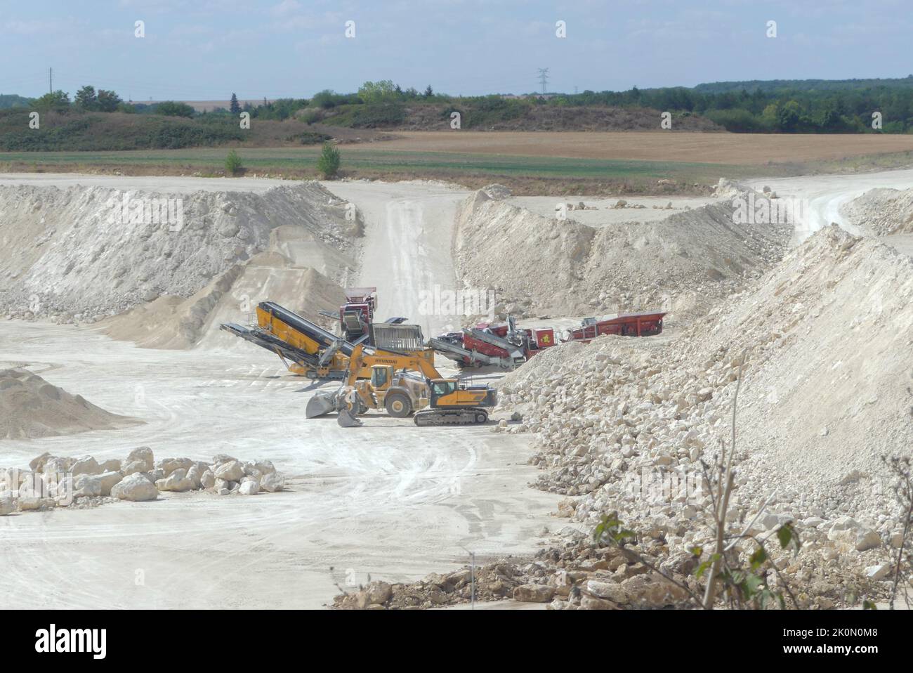 Buthiers, France. August 27. 2022. Roncevaux site. Sand and mineral ...