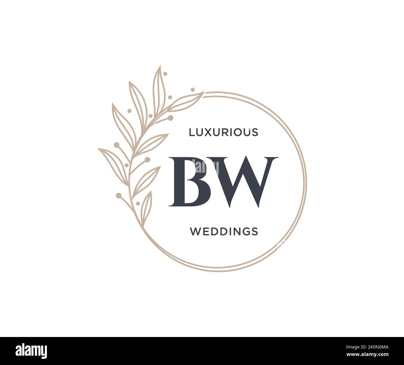 BW Initials letter Wedding monogram logos template, hand drawn modern ...