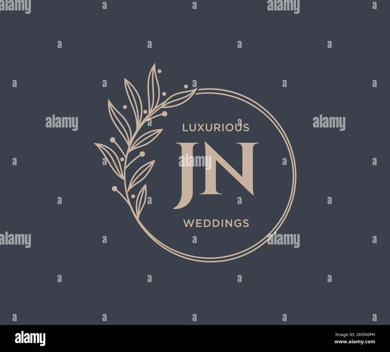 JN Initials letter Wedding monogram logos template, hand drawn modern minimalistic and floral ...