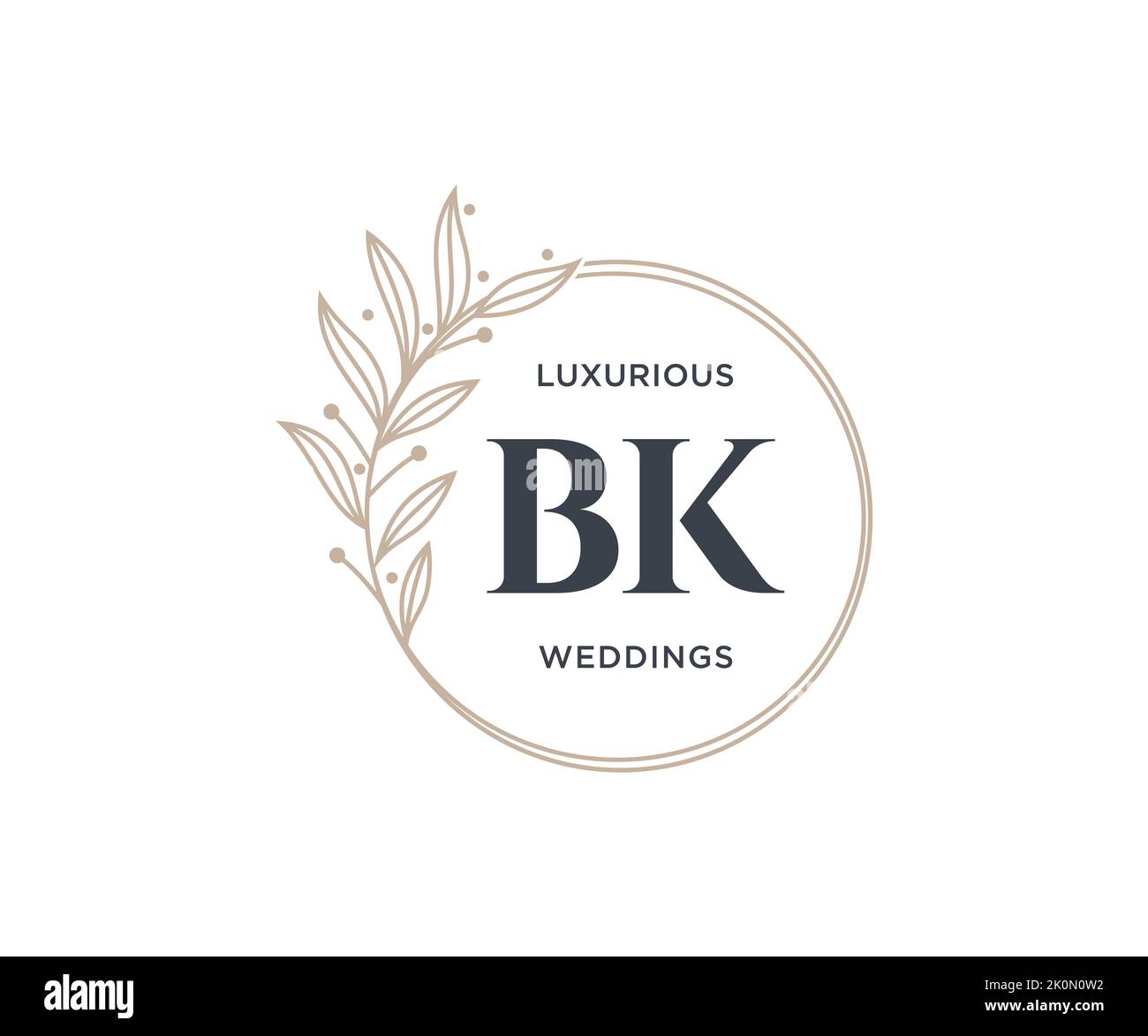 BK Initials letter Wedding monogram logos template, hand drawn modern ...