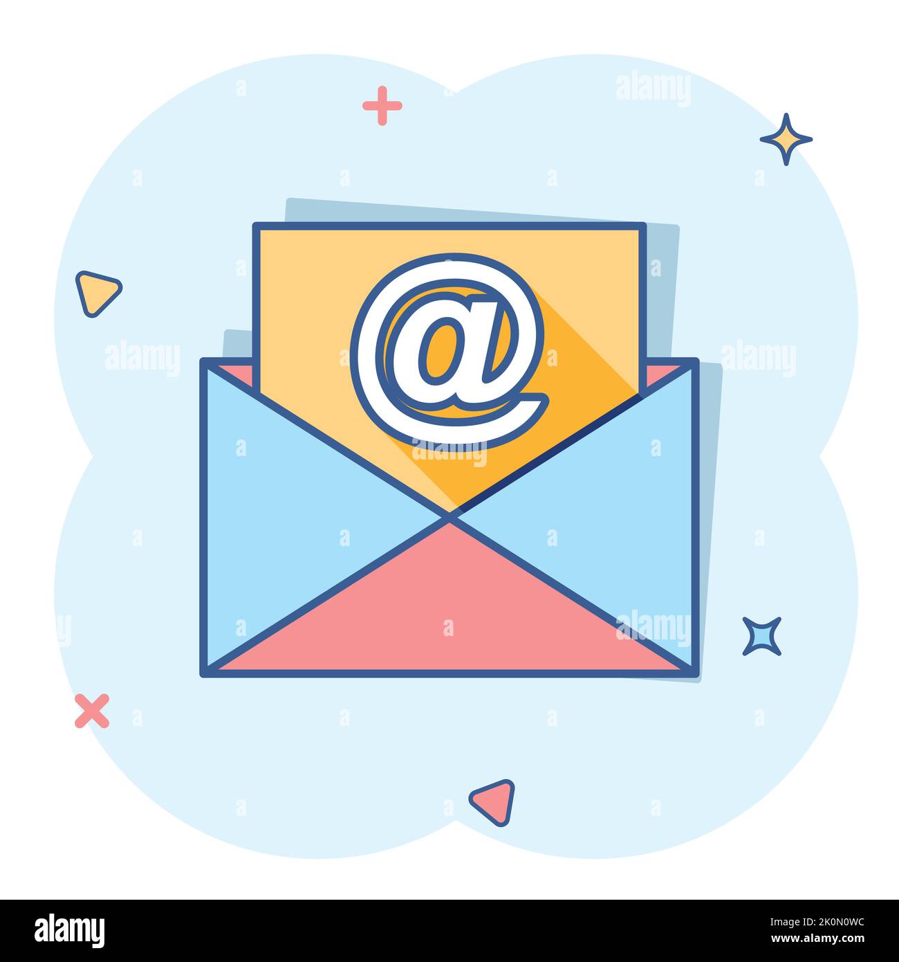 Mail envelope icon in comic style. Email message vector cartoon ...