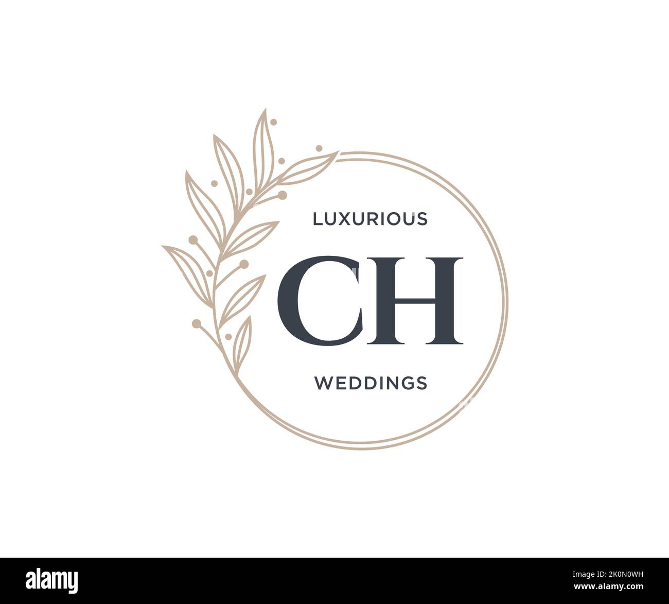 CH Initials letter Wedding monogram logos template, hand drawn modern ...