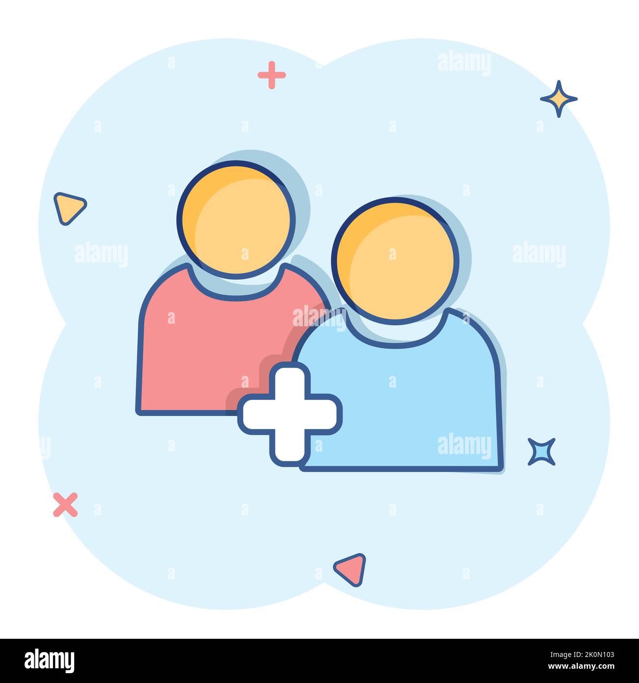 People communication user profile icon in comic style. People with plus ...