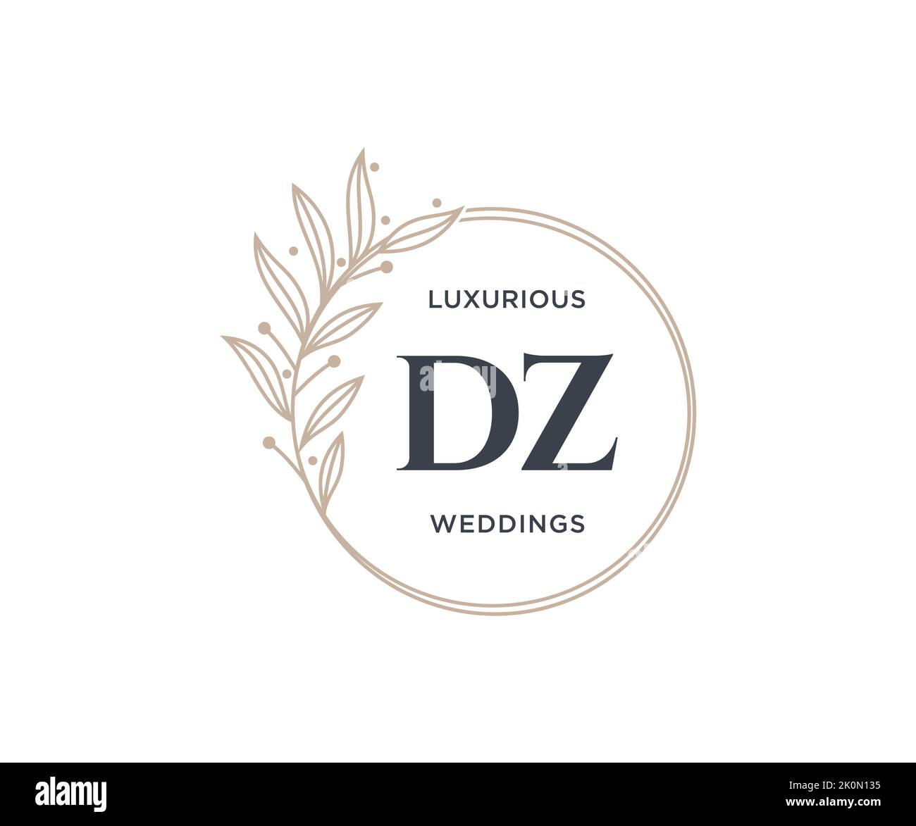 DZ Initials letter Wedding monogram logos template, hand drawn modern ...