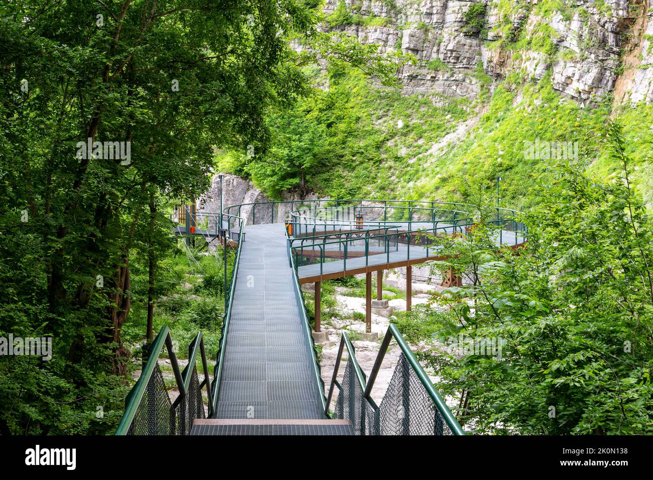 Okatse (Kinchkha) Waterfall viewing platform and boardwalks in the ...
