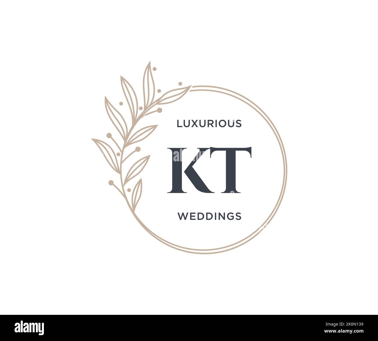 KT Initials letter Wedding monogram logos template, hand drawn modern ...