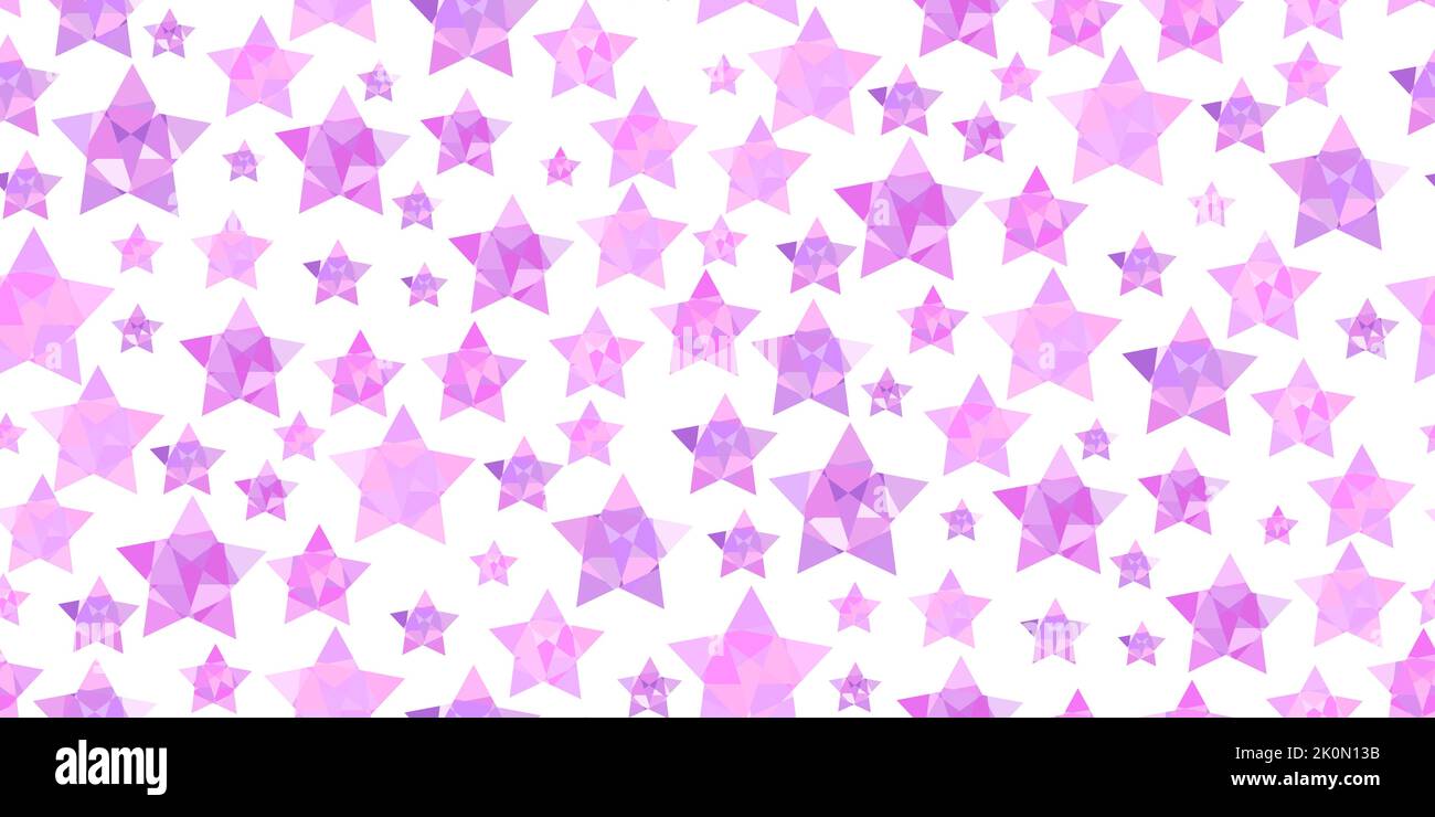 Pink flying stars confetti isolated on white. Beautiful seamless ...