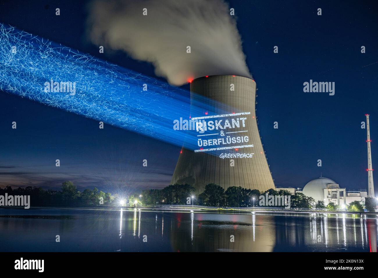 Essenbach, Germany. 12th Sep, 2022. Greenpeace activists project "Risky ...