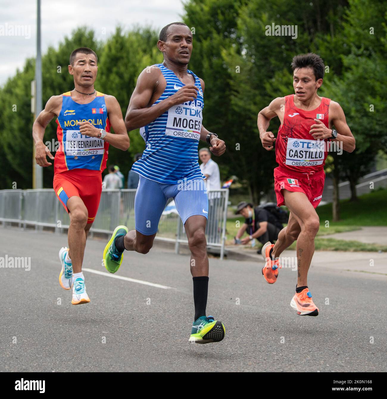 Tesema Moges of Israel competing in the men’s marathon at the World ...