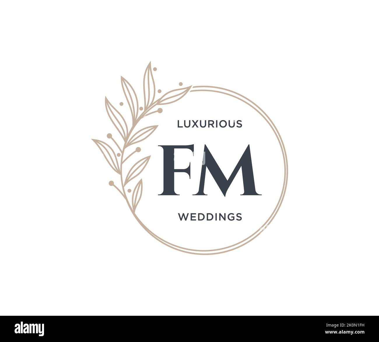 FM Initials letter Wedding monogram logos template, hand drawn modern ...