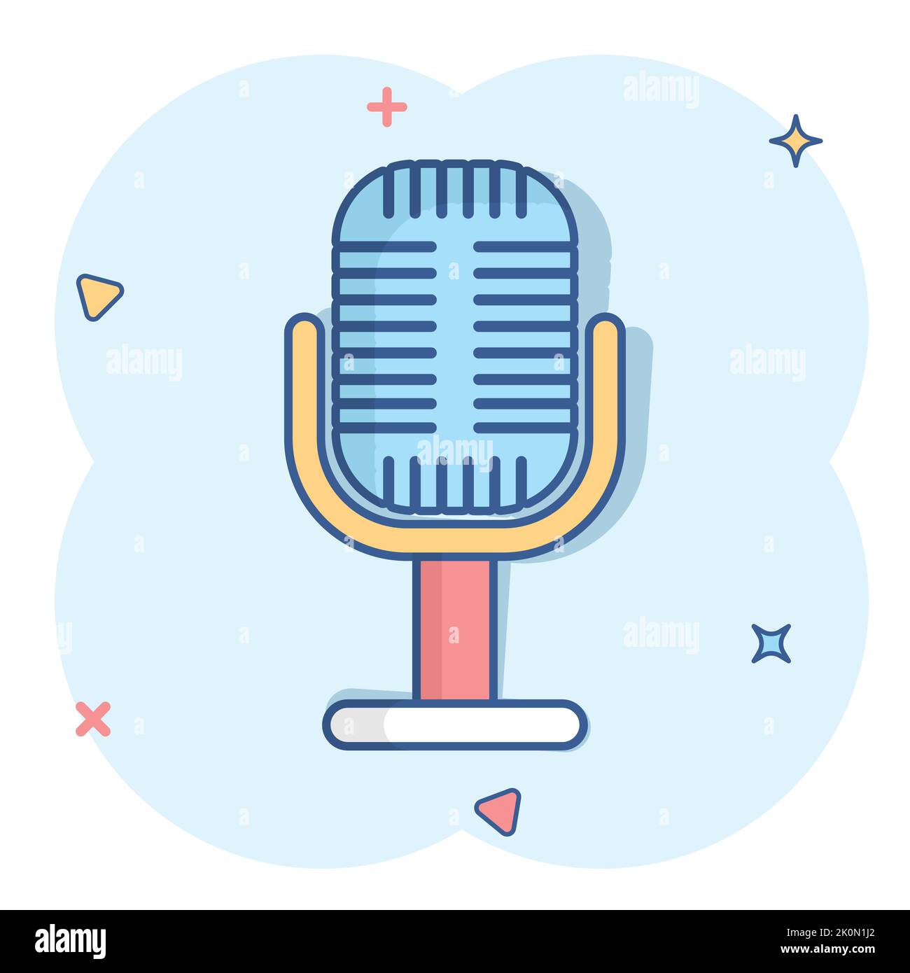 Microphone icon in comic style. Mic broadcast vector cartoon ...