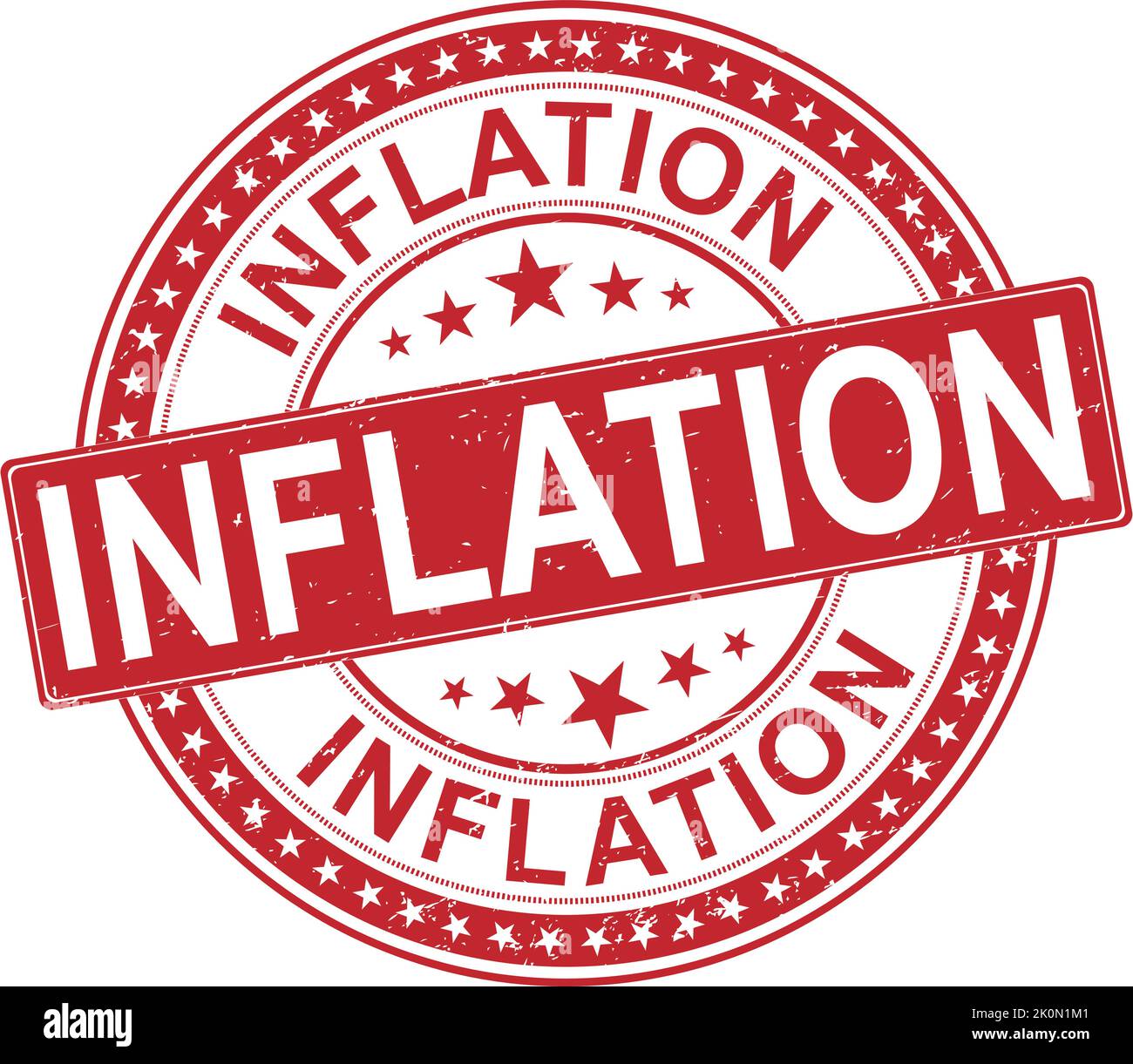 Grunge red inflation word rubber seal stamp on white background Stock ...