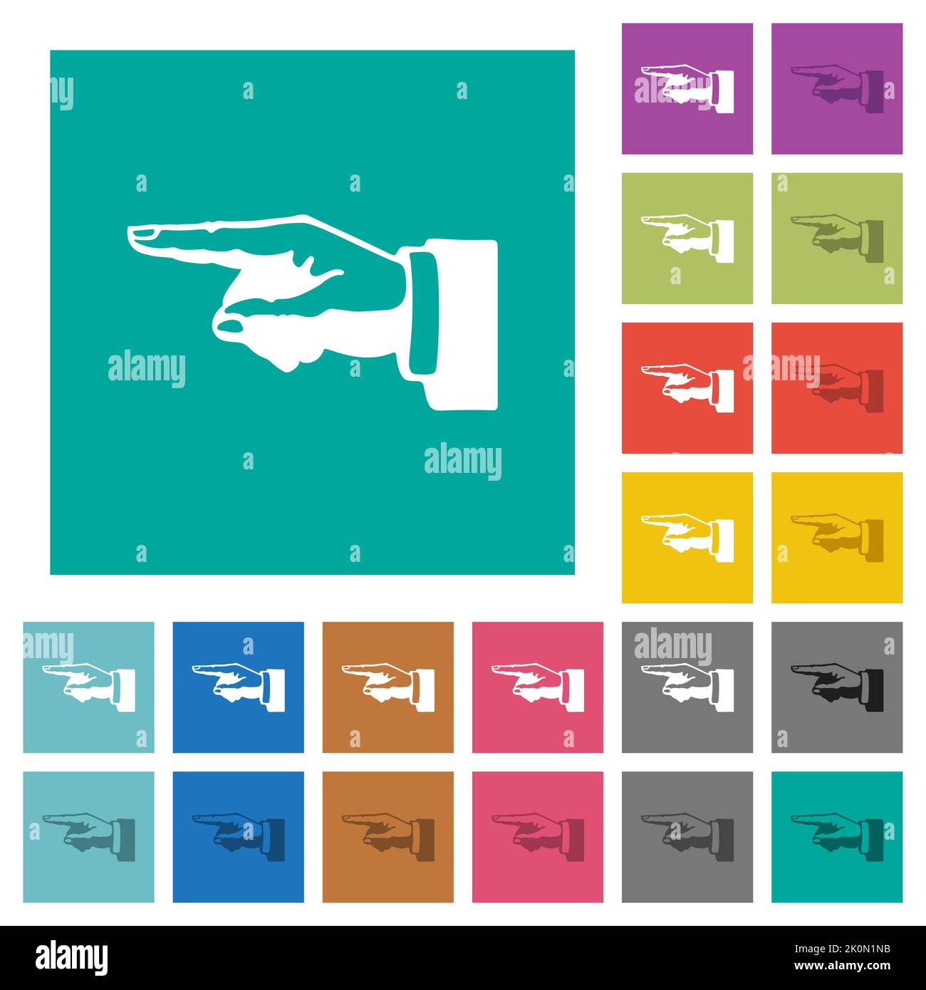 Left pointing hand alternate drawing multi colored flat icons on plain ...