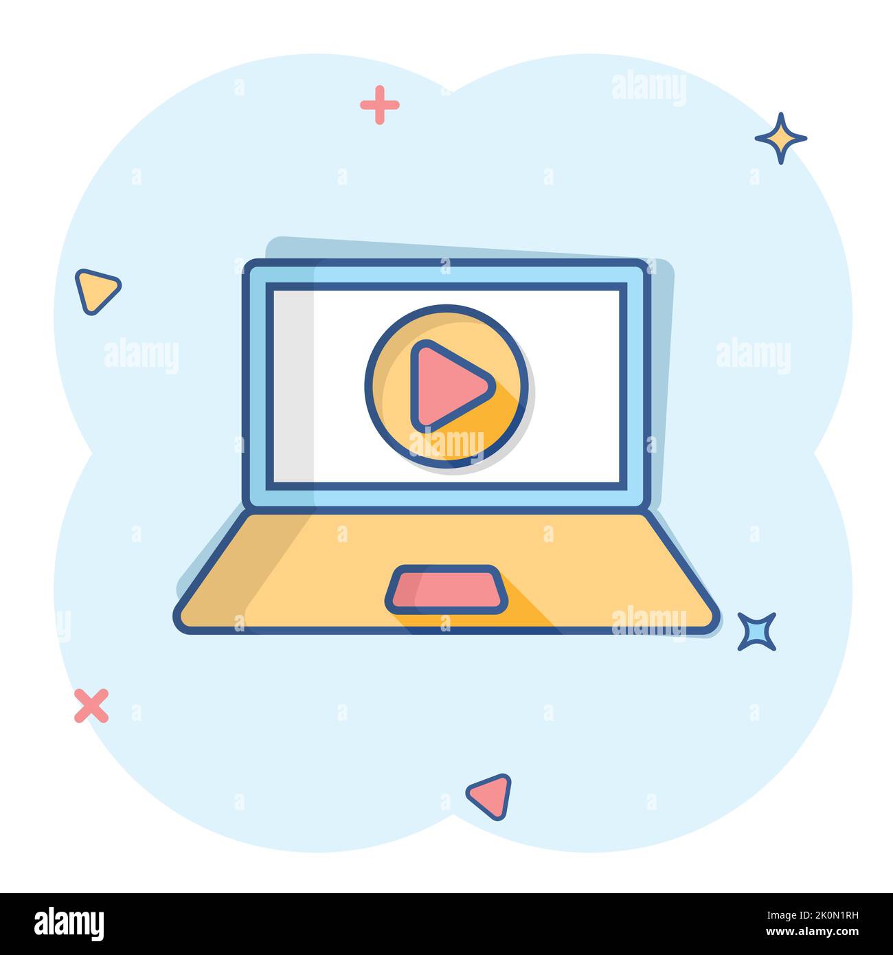 Online training process icon in comic style. Webinar seminar vector ...