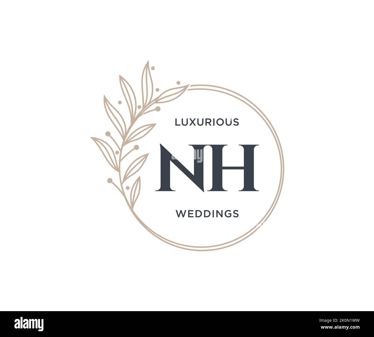 NH Initials letter Wedding monogram logos template, hand drawn modern minimalistic and floral ...